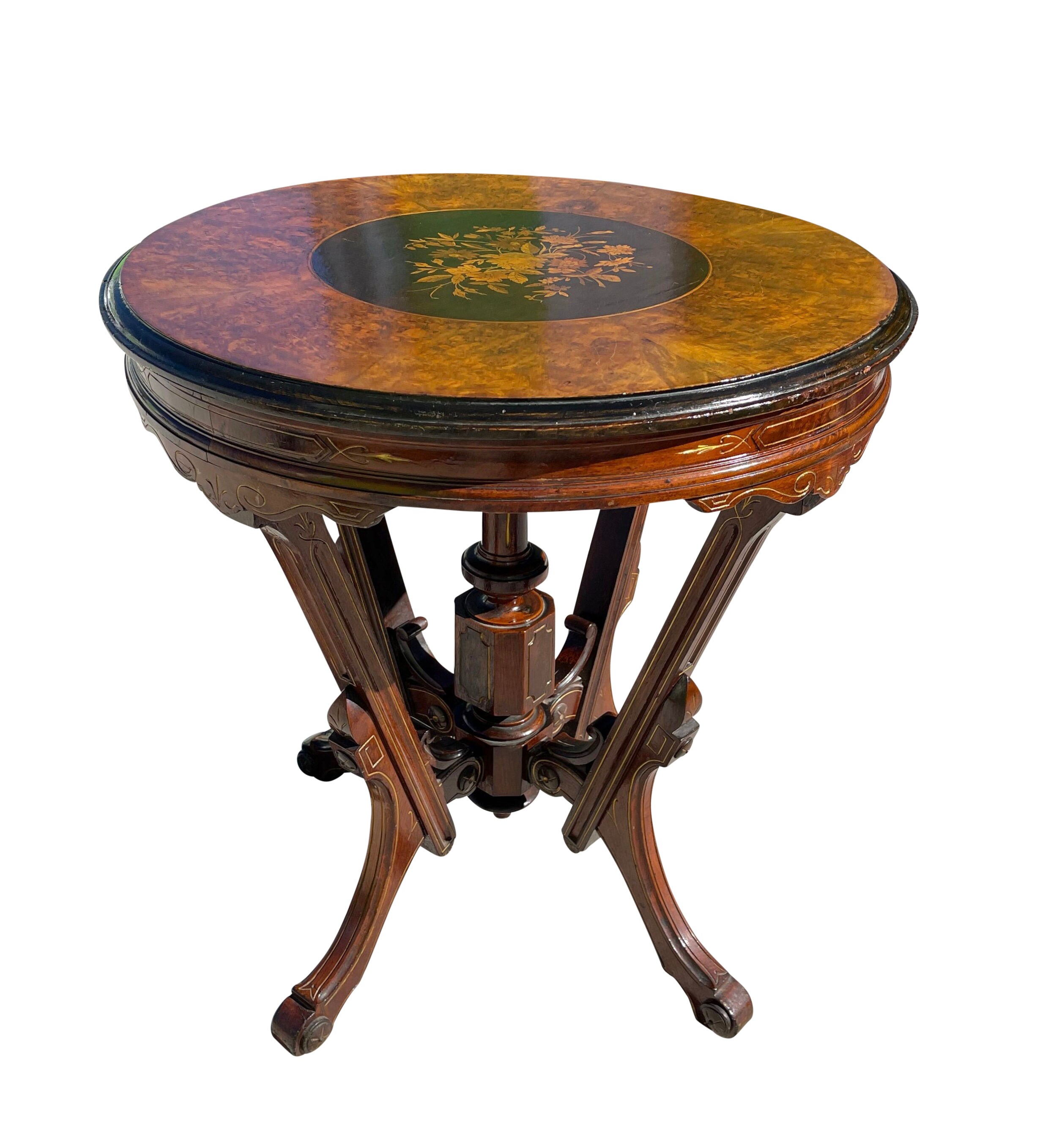 Victorian Renaissance Revival Burled Walnut Floral Marquetry - Etsy