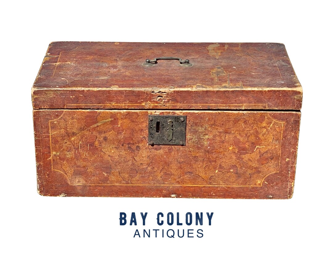 Antique Painted Document Box - Faux Tortoise Shell Decoration - Etsy