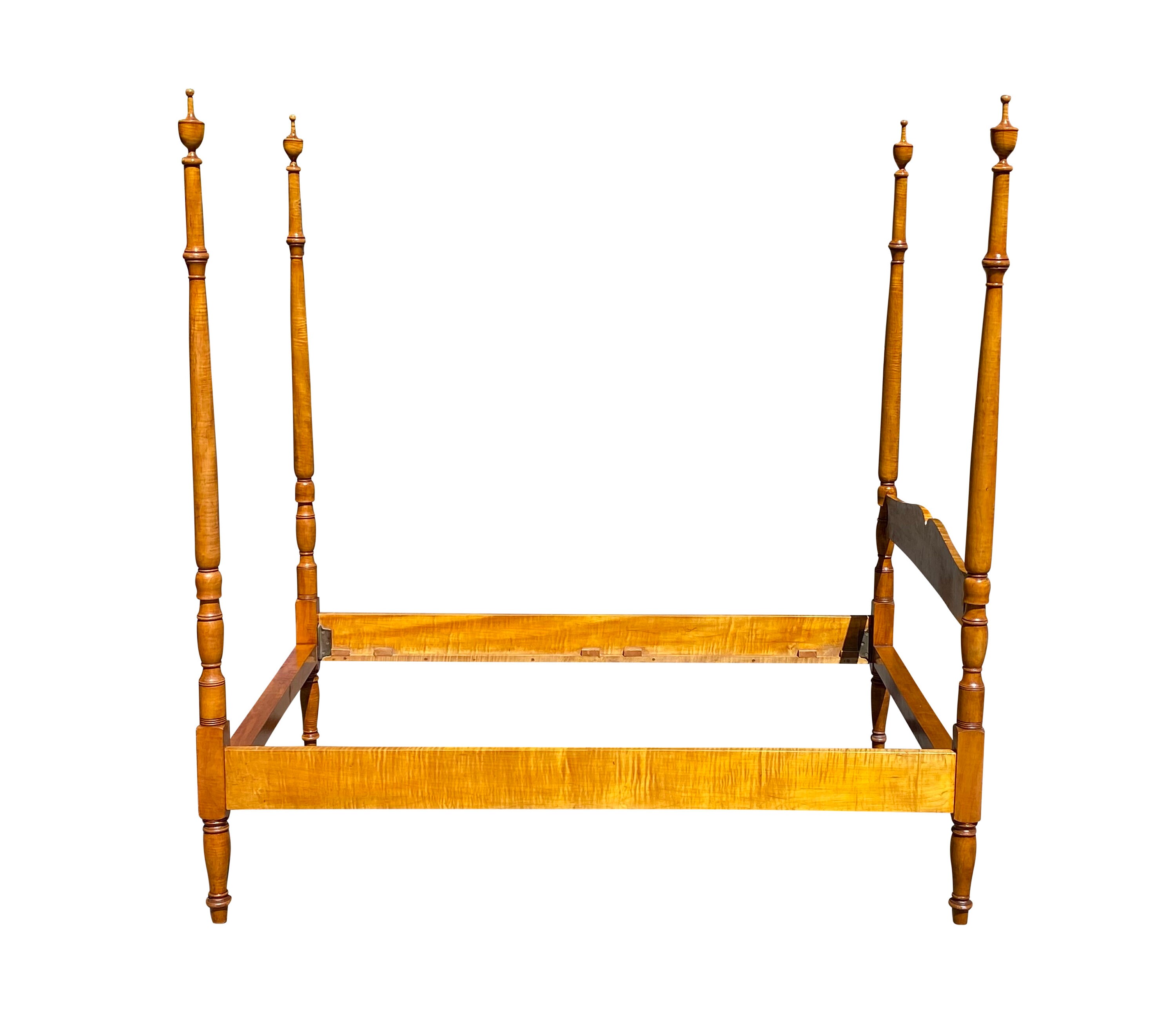 Vintage Federal Style Tiger Maple Full Size Four Poster Bed - Etsy