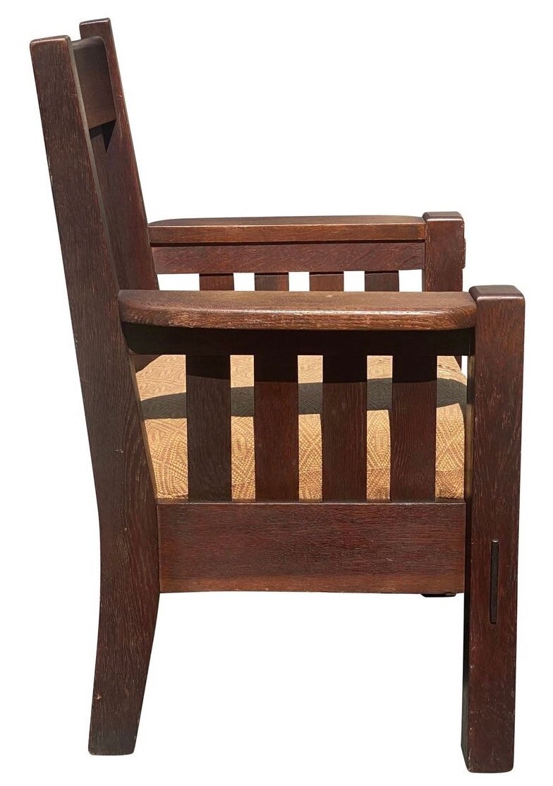 Antique Arts & Crafts Harden Tiger Oak Slatted Arm Chair - Etsy