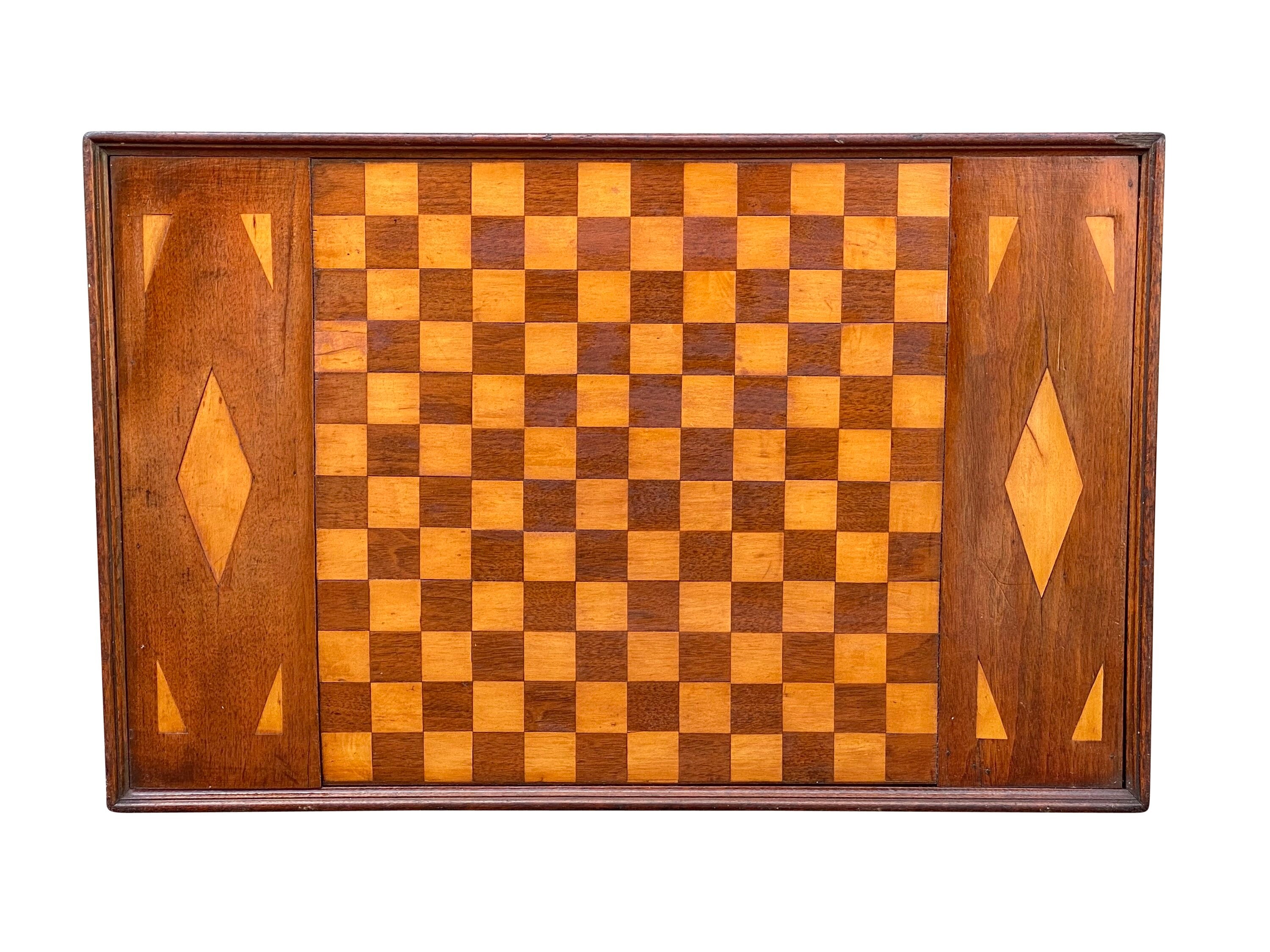 19th Century Antique Country Primitive Mixed Wood Checkerboard / Game ...