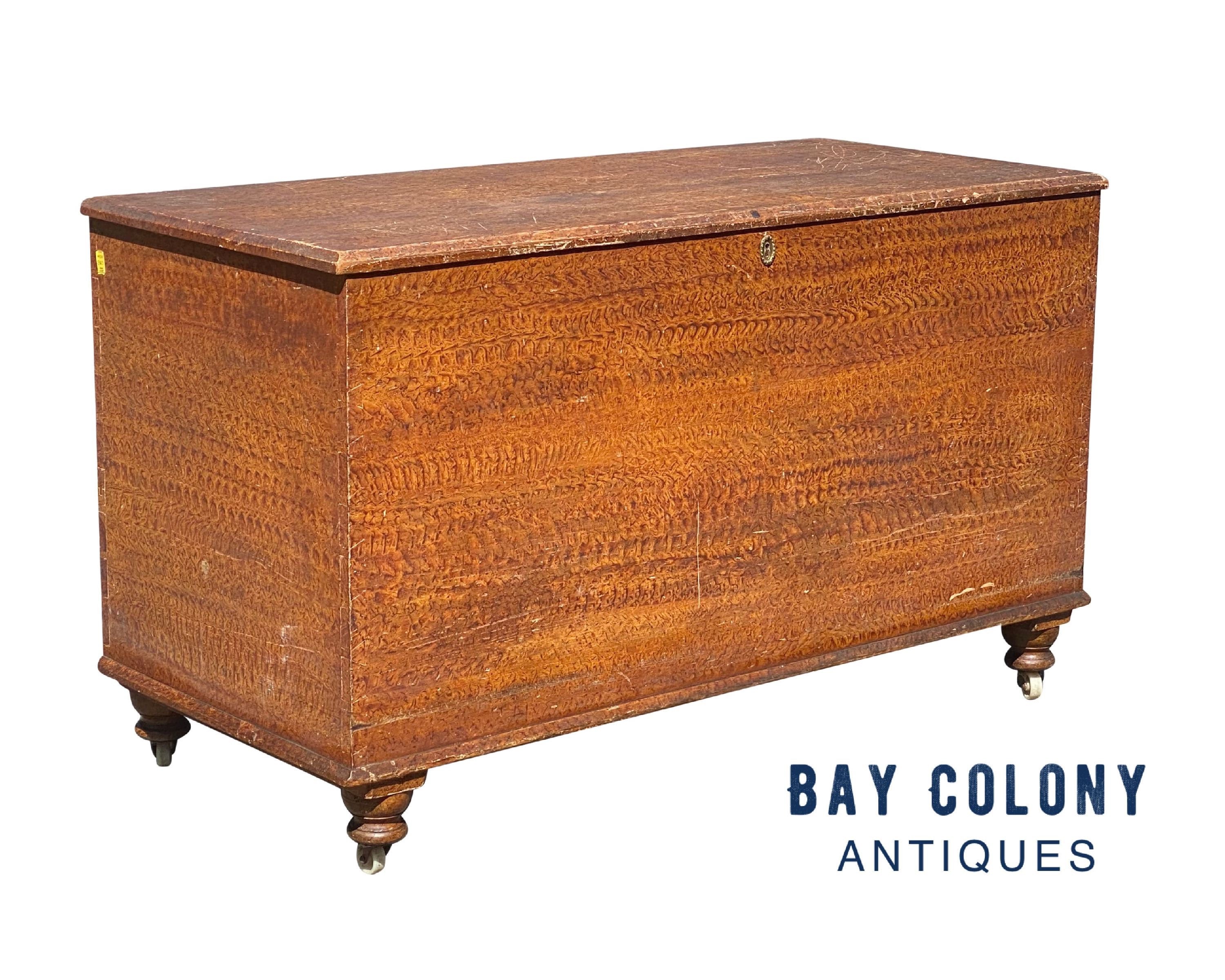 Large Antique Painted Lift Top Blanket Chest / Blanket Box 52 Wide X 31 ...