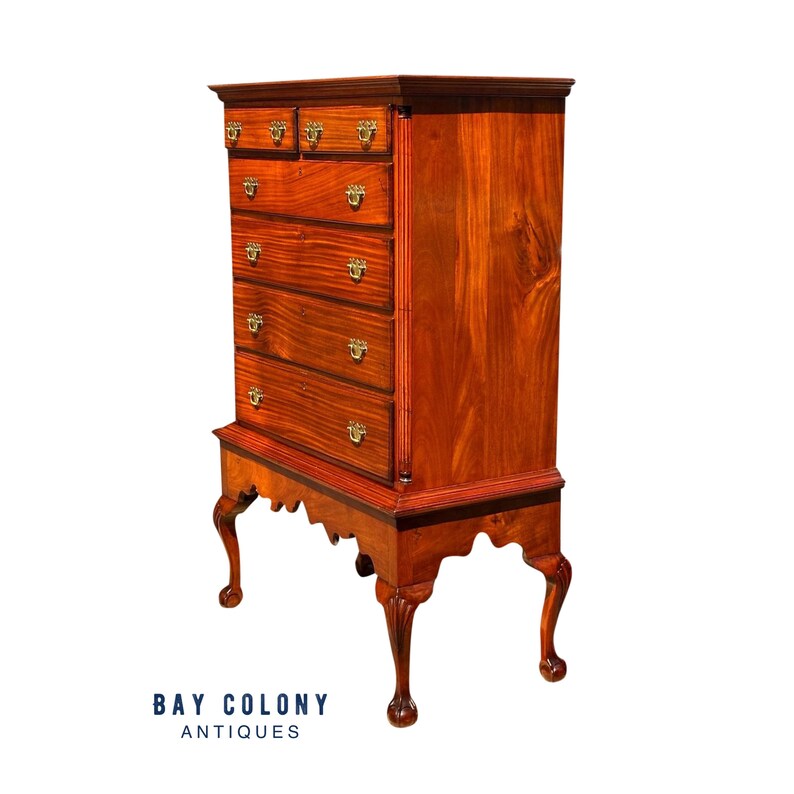 Antique Queen Anne Style Mahogany Chest on Frame - Shell Carved Ball ...