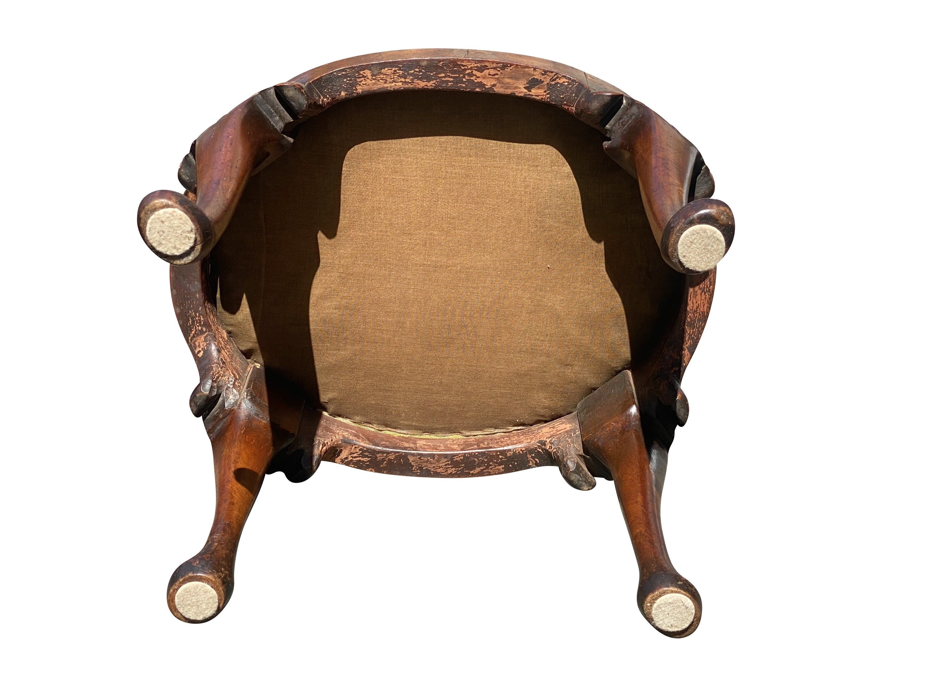 18th Century Antique Queen Anne Walnut Footstool With Floral - Etsy