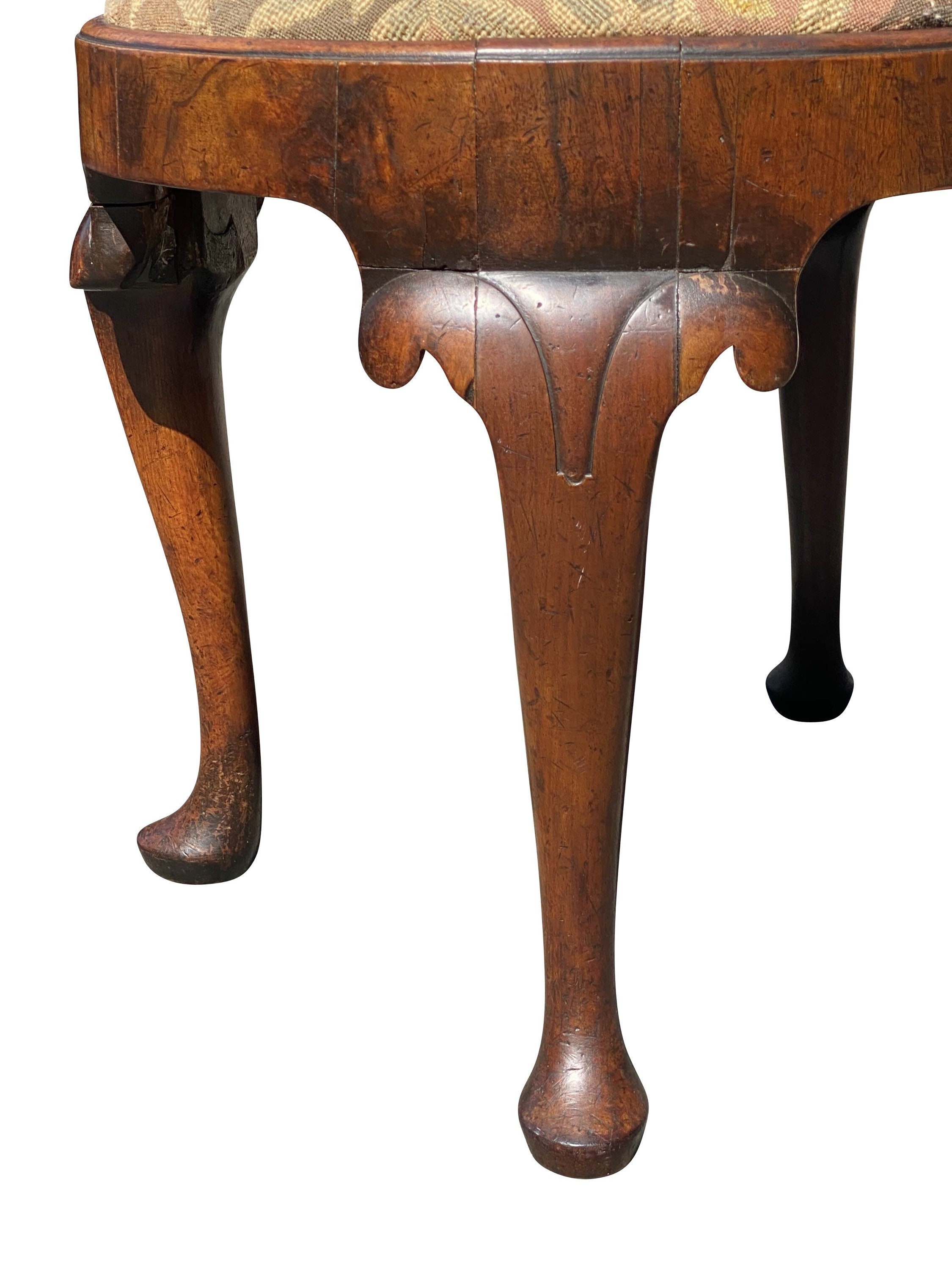 18th Century Antique Queen Anne Walnut Footstool With Floral ...
