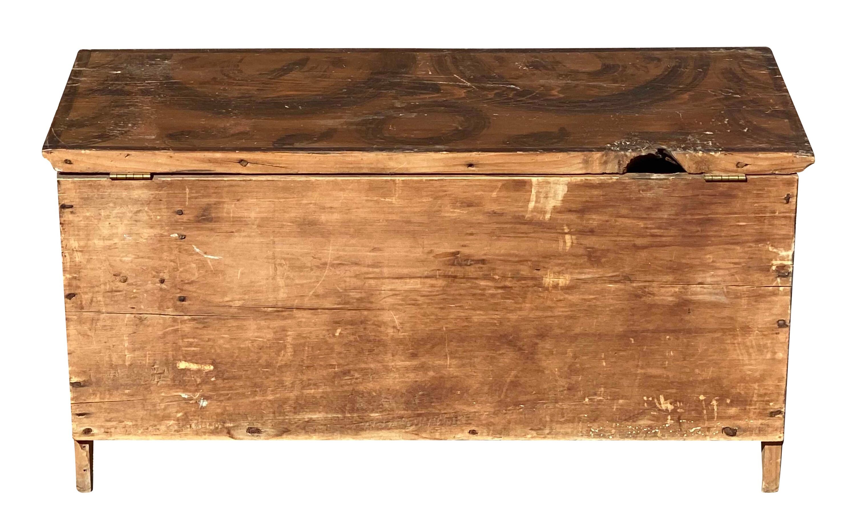 18th Century Antique Federal Period Vermont Grain Painted Folk Art Box ...