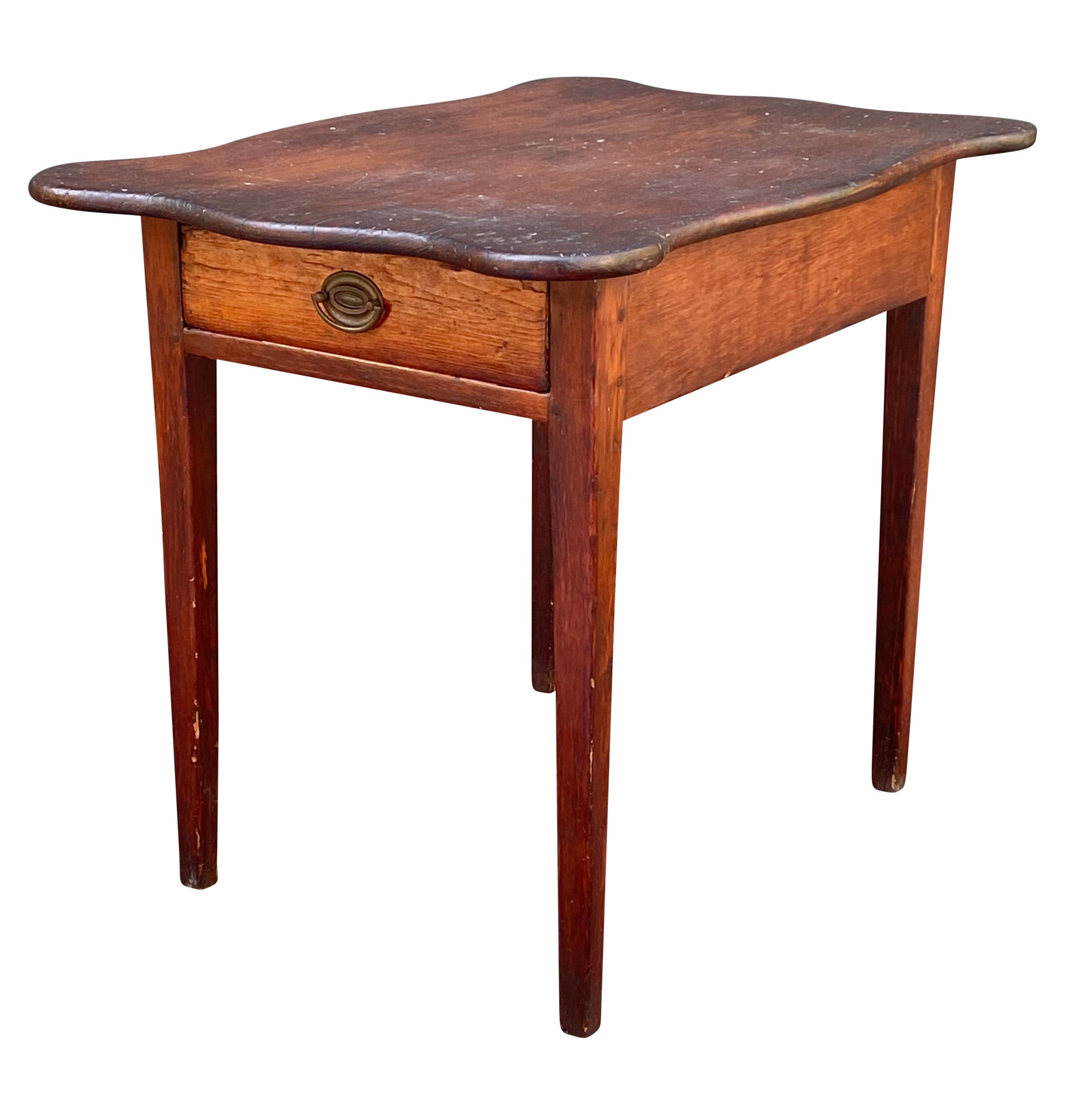 Antique Hepplewhite New England Pine One Drawer Table W/ Serpentine Top ...