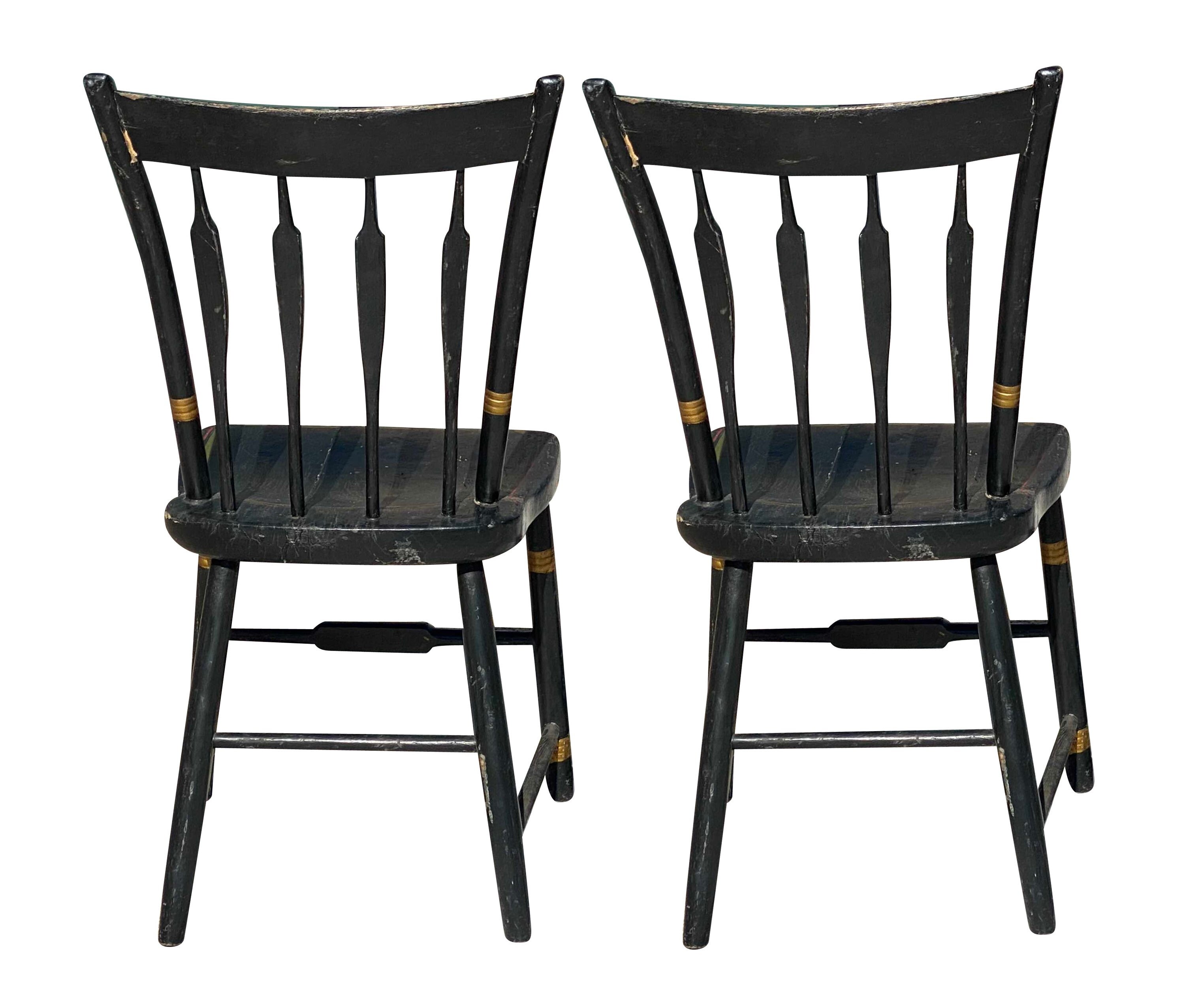 Antique Set of 4 Thumb Back Fancy Paint Chairs - Etsy