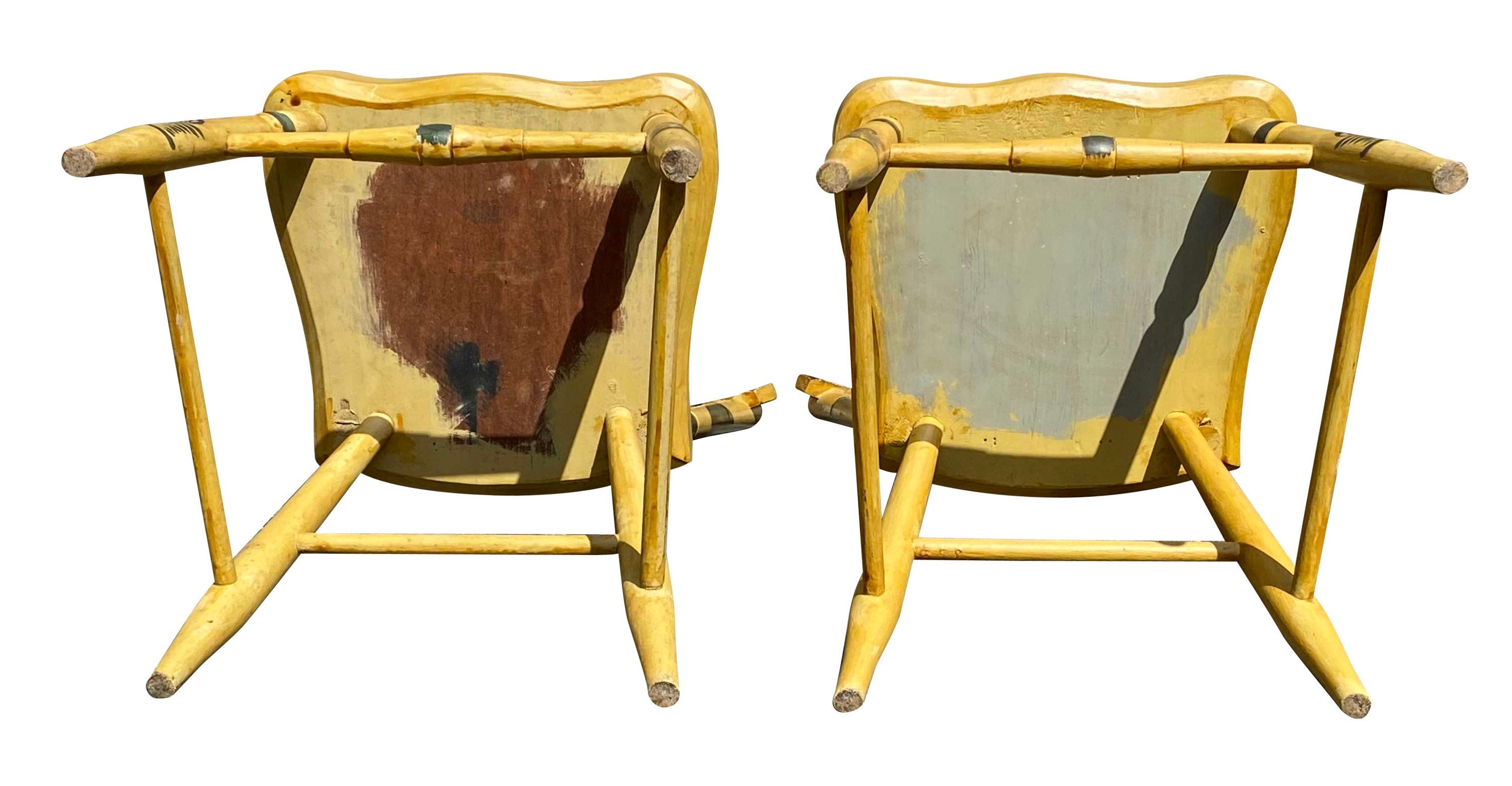 19th Century Antique Set of 6 Country Sheraton Yellow Fancy Paint ...