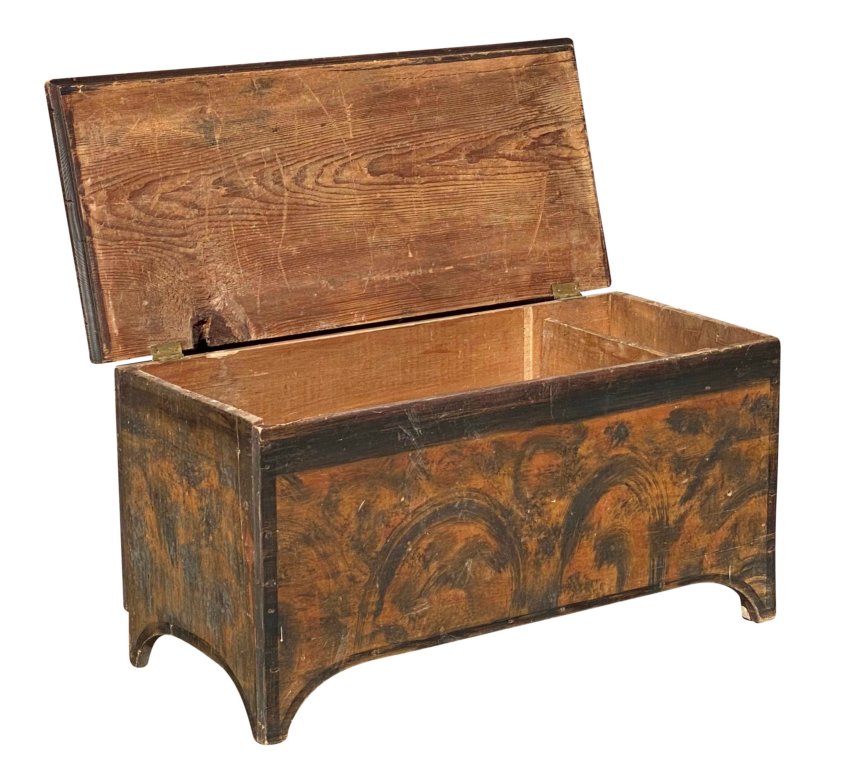 18th Century Antique Federal Period Vermont Grain Painted Folk Art Box ...