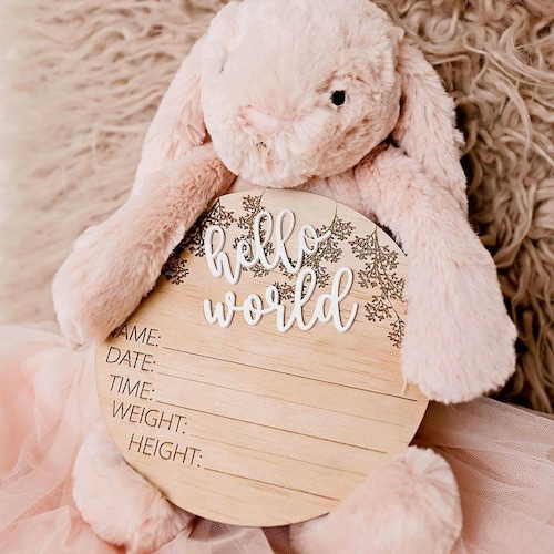 Hello World Birth Announcement Sign Baby Announcement Sign | Etsy