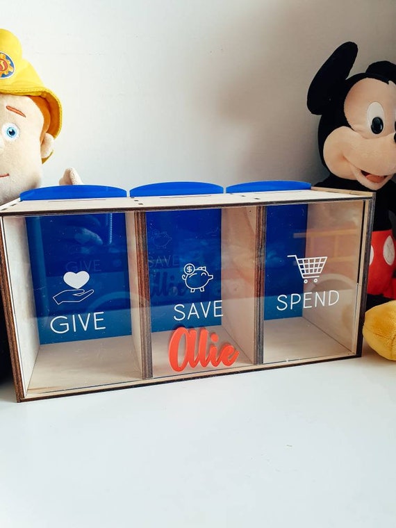Personalised Give Save Spend Money Box | Etsy Australia
