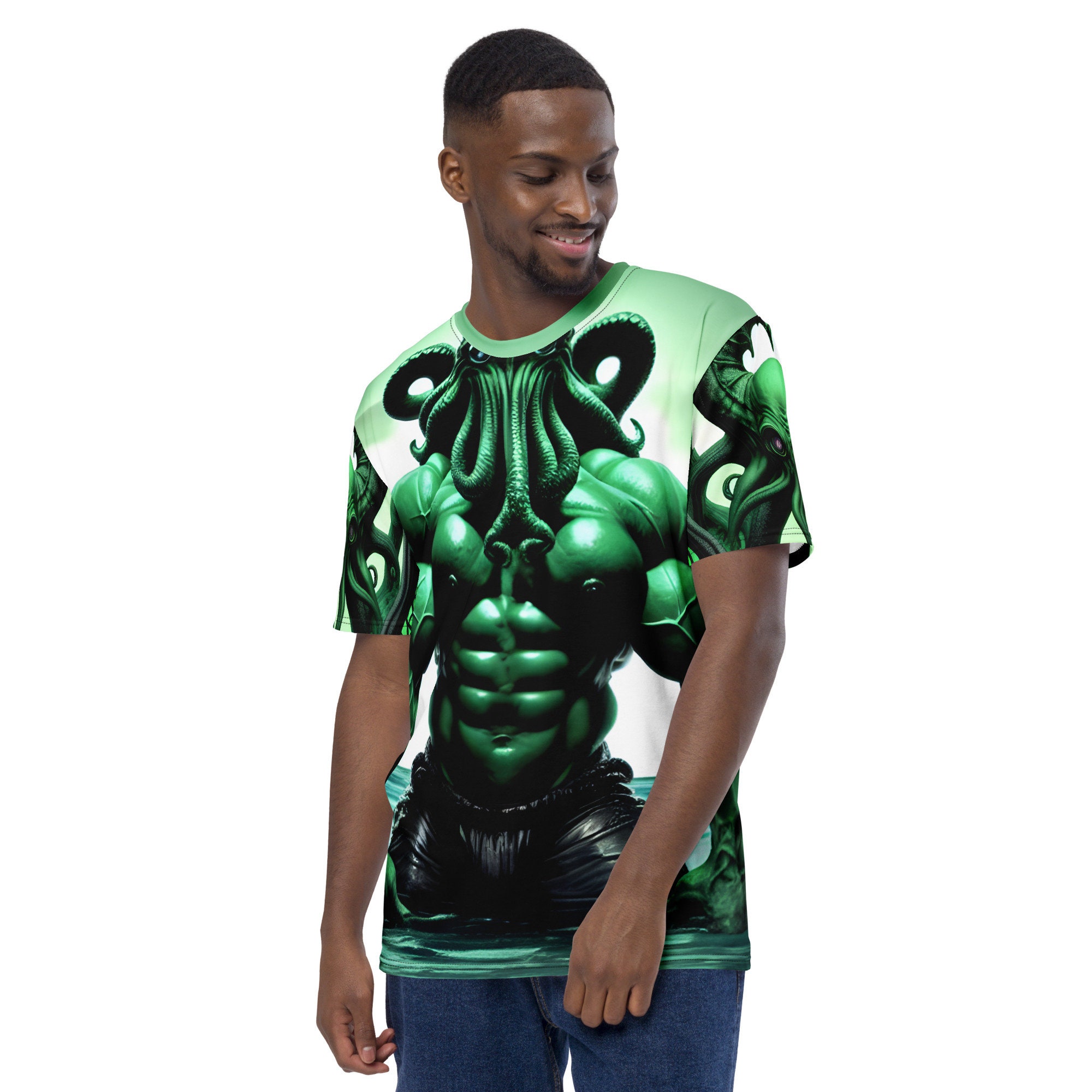Cthulhu Bodybuilder Occult Art Green Black Muscles Weightlifter R'lyeh ...