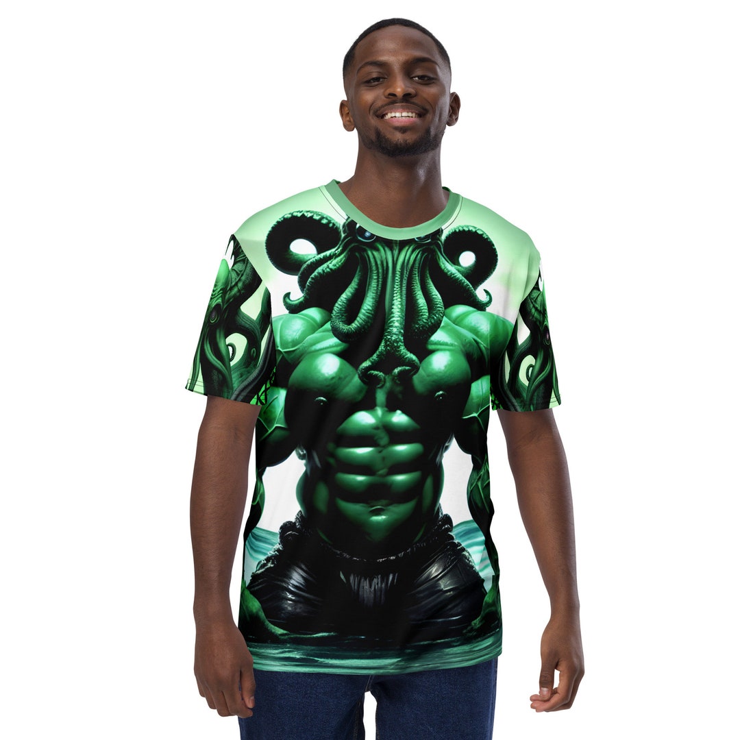 Cthulhu Bodybuilder Occult Art Green Black Muscles Weightlifter R'lyeh ...