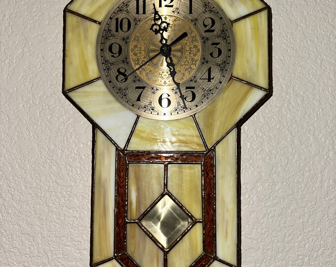 Vintage Tiffany Styled Stained Glass Pendulum Clock - Etsy
