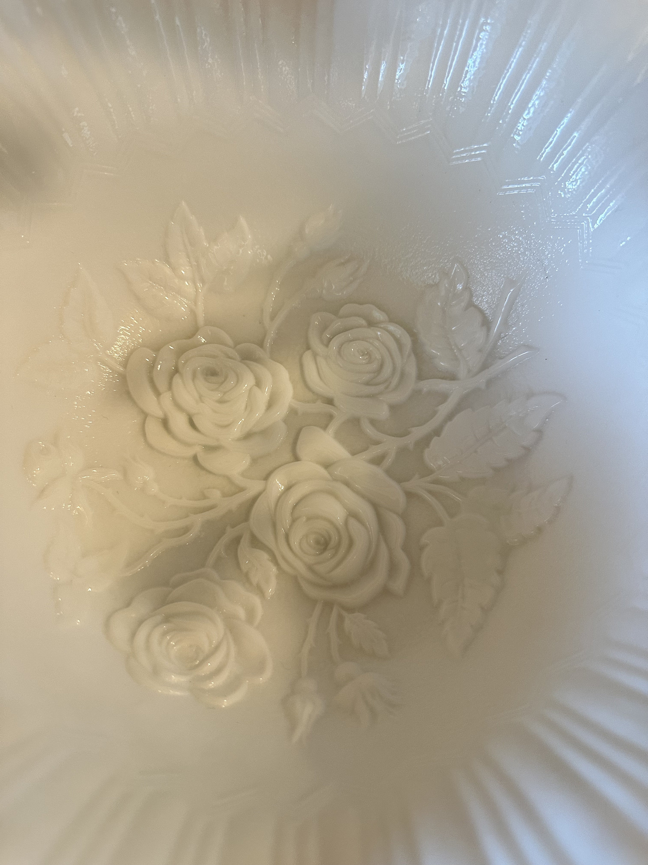Imperial Glass, Milk Glass Rose Pattern Center/fruit Bowl - Etsy