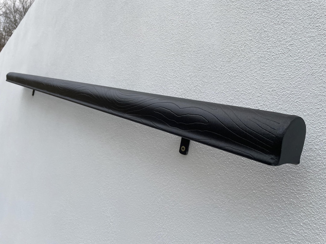 Custom Wrought Iron Handrail: Wood Texture, Wall Mounted Stair Rail - Etsy