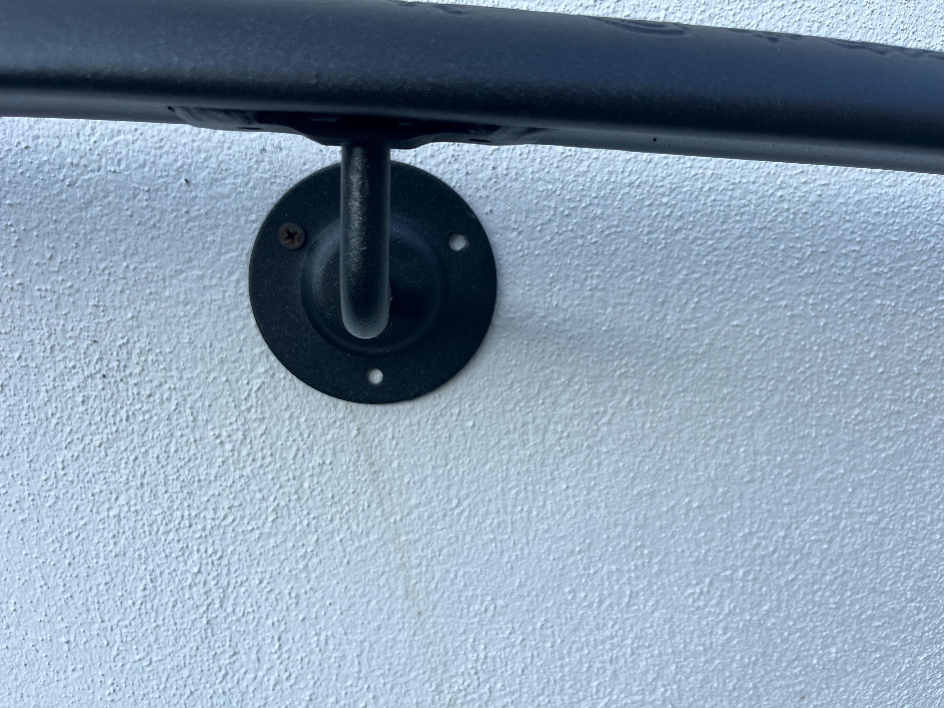 Custom Wrought Iron Handrail – Wood Texture Finish – Wall Mounted Stair ...