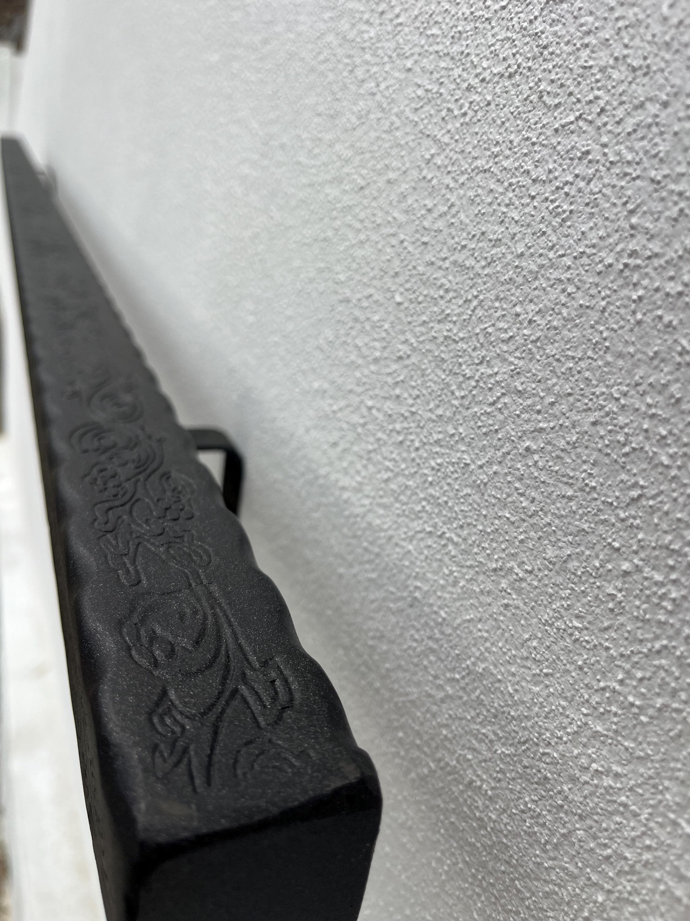 Custom Wrought Iron Handrail – Floral Engraved Wall Rail – Elegant ...