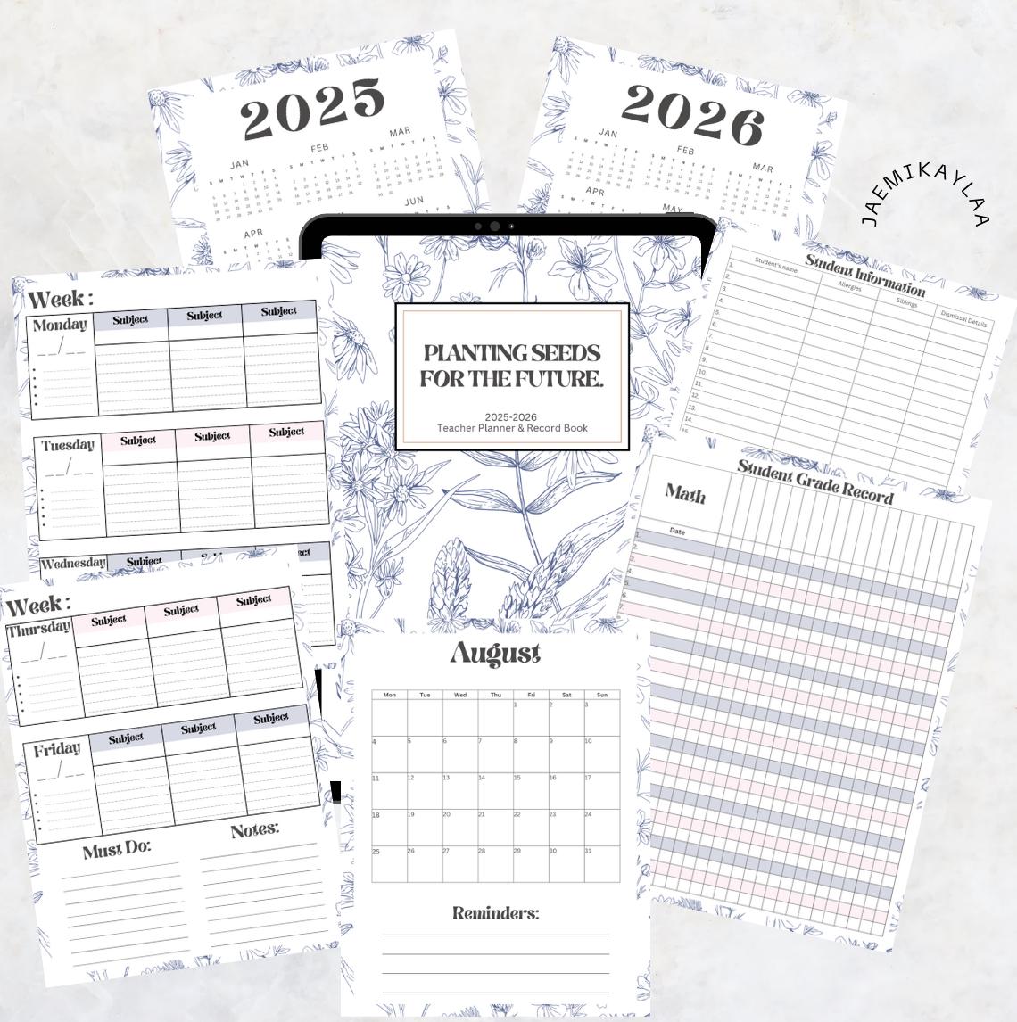Editable Teacher Planner Canva Template | 2025-2026 Teacher Planner ...