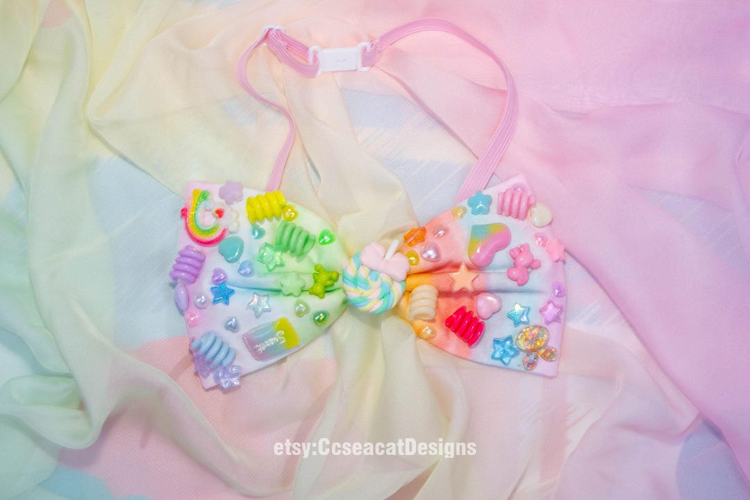 Kawaii Cute Rainbow Pastel Candies Hair Bow Hair Clip Bowtie, Harajuku ...