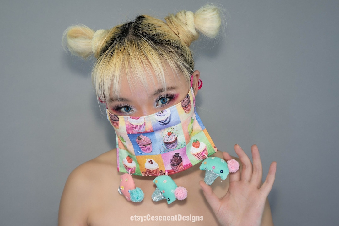 Kawaii Cute Cup Cake Face Mask Covering With Stuffed Cupcakes - Etsy