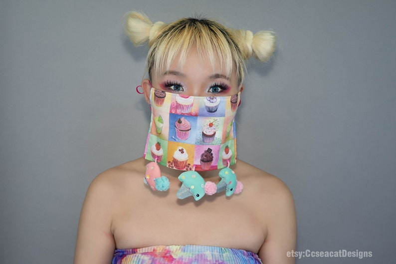 Kawaii Cute Cup Cake Face Mask Covering With Stuffed Cupcakes - Etsy
