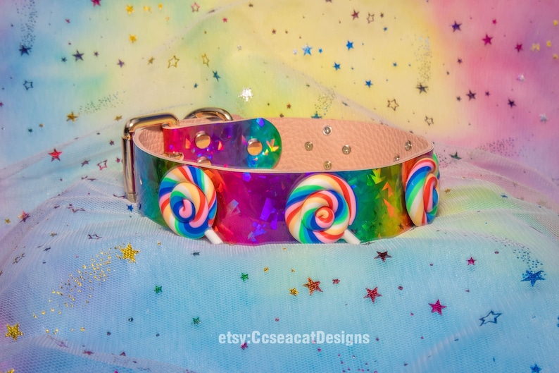 Kawaii Cute Rainbow Lollipop Candy Faux Leather Choker, Necklace - Etsy