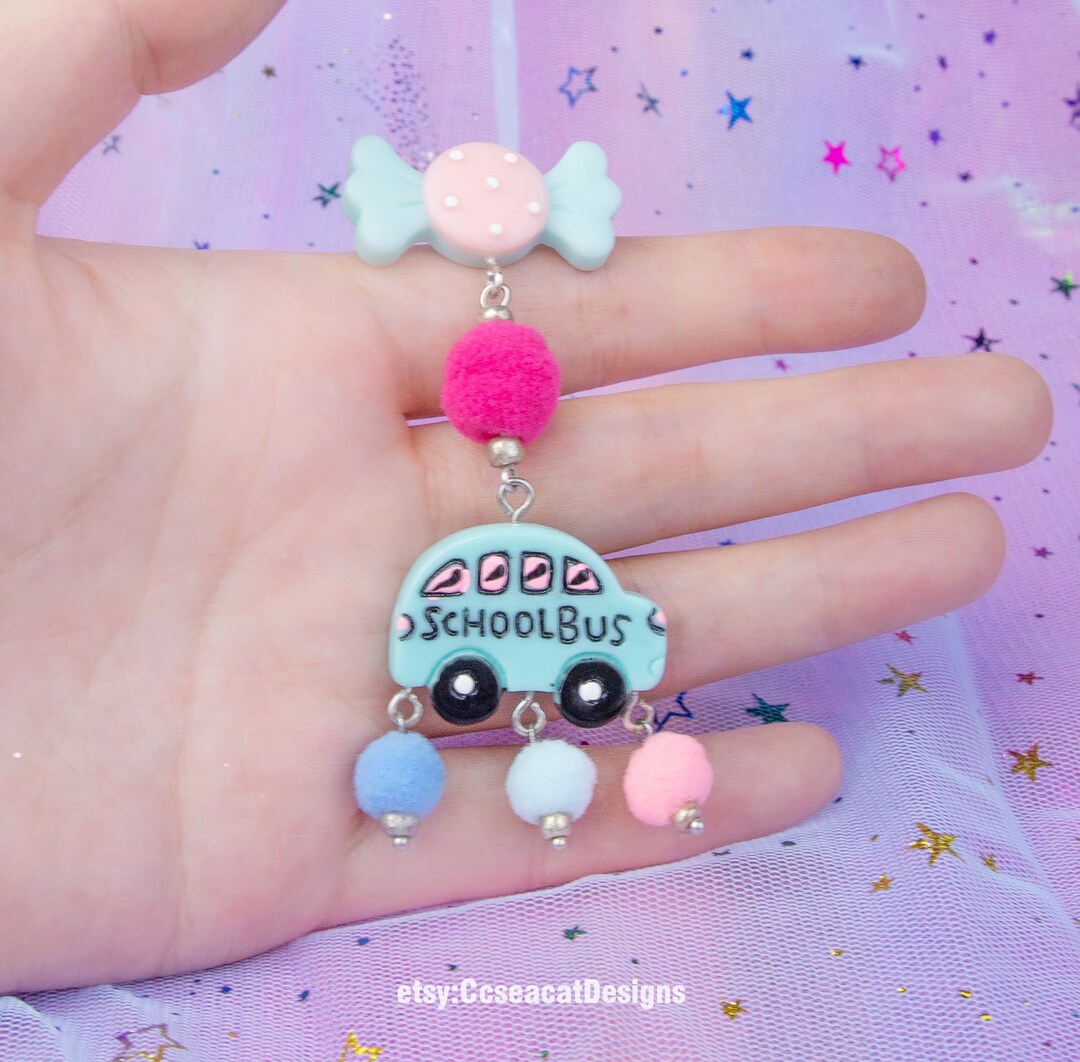 Kawaii Blue School Bus Earrings - Etsy