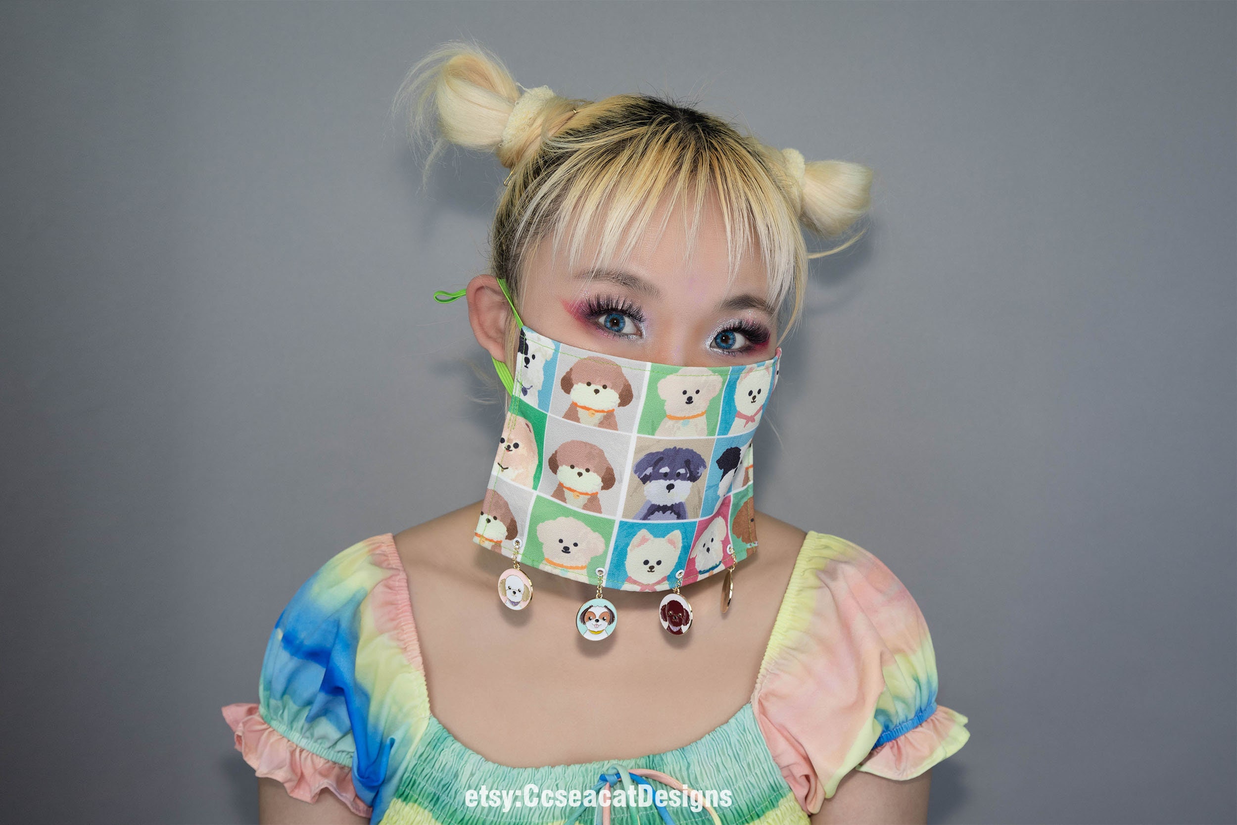 Kawaii Dog Face Mask Covering With Dangling Dog Charms - Etsy