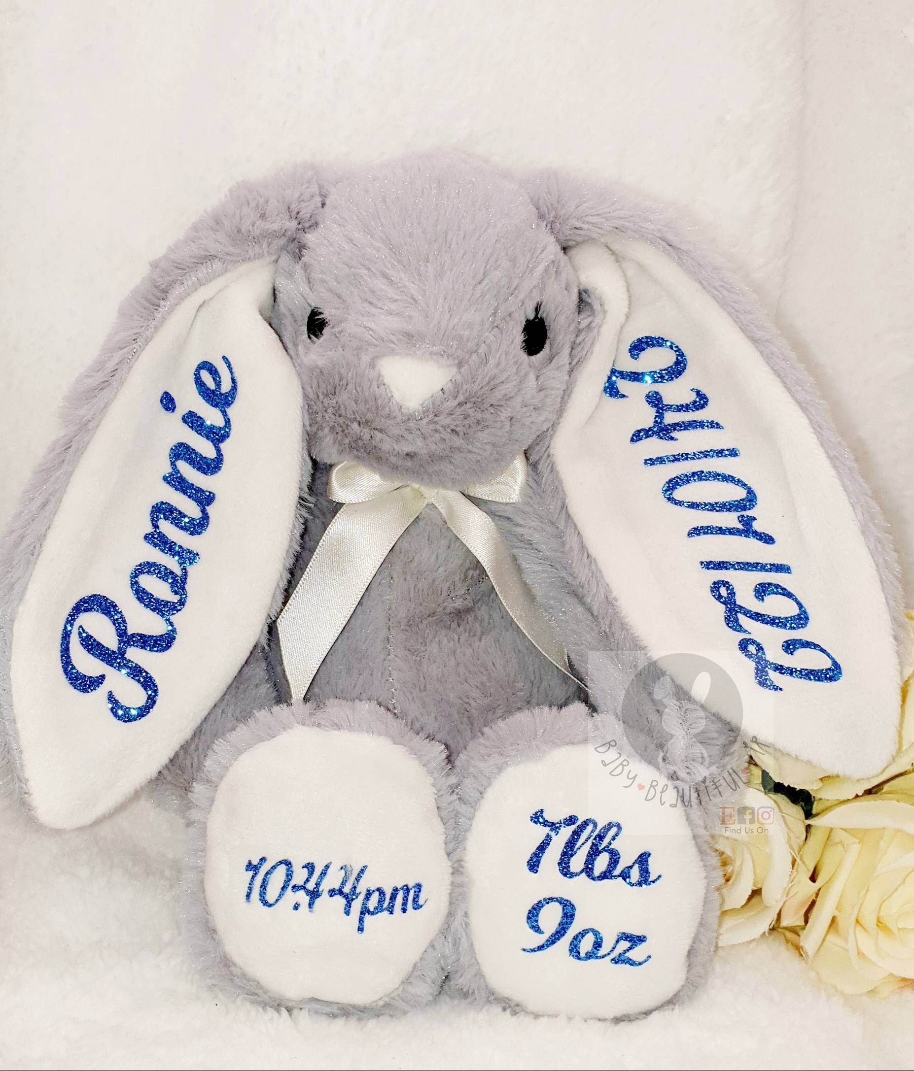 Personalised Bunny Teddy New Baby Birth Bridesmaid Flower Girl - Etsy UK