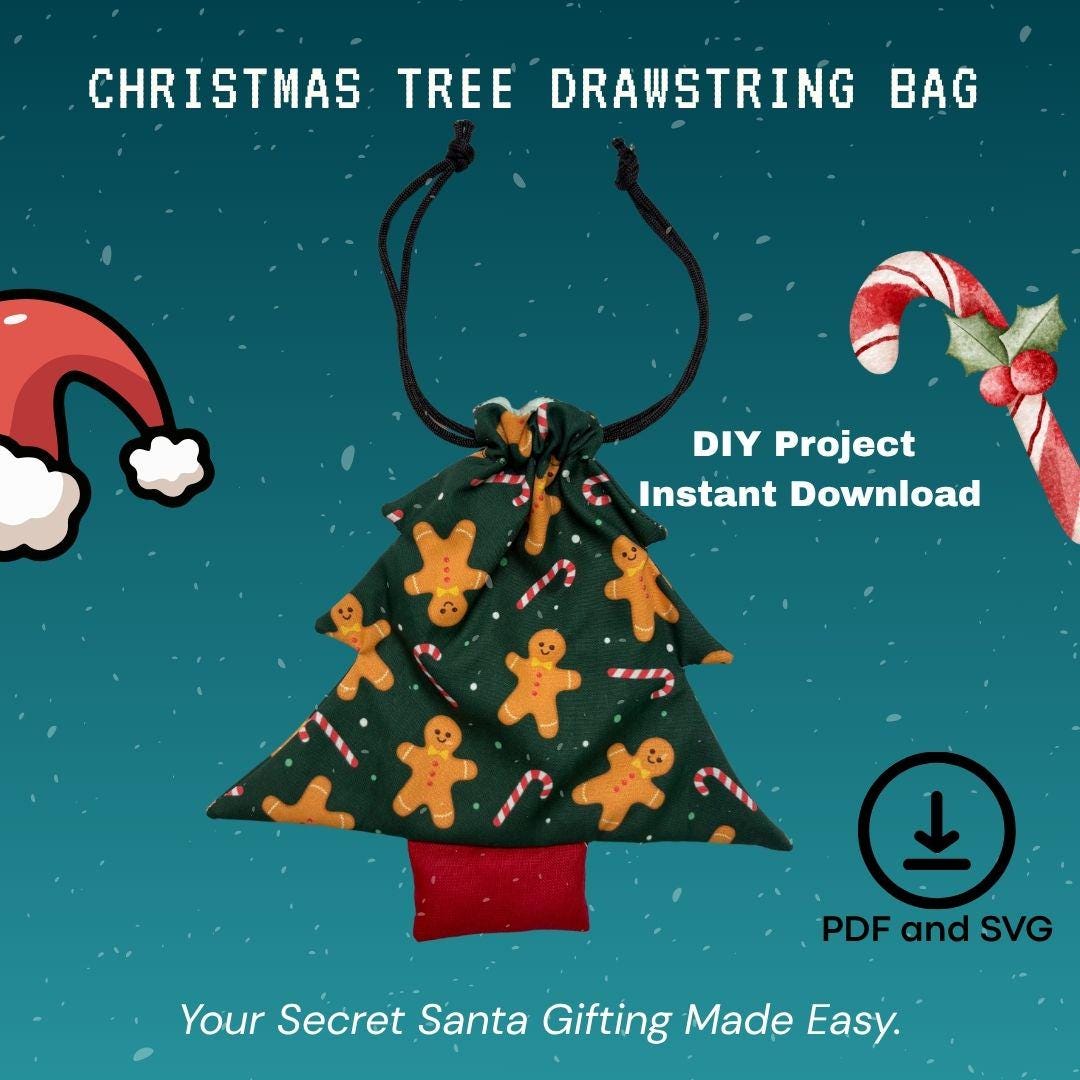 Christmas Tree Drawstring Bag Pattern, Sewing Pattern With Video ...