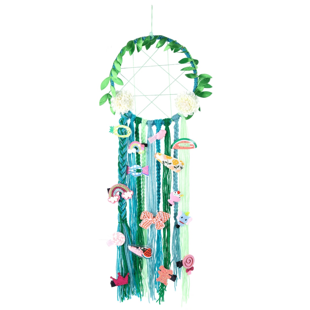 Personalized Green Dream Catcher Hair Accessories Holder, Girls Bow ...