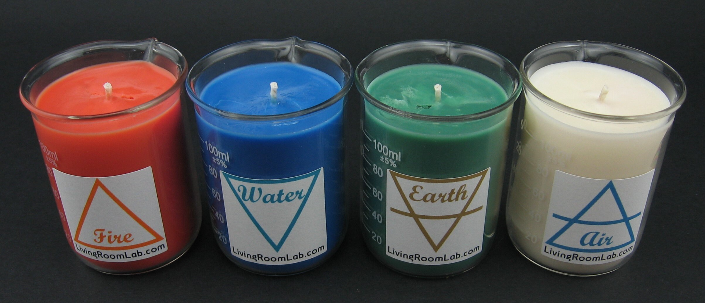 Classical Elements Beaker Candles - Fire, Water, Earth, and Air - Etsy
