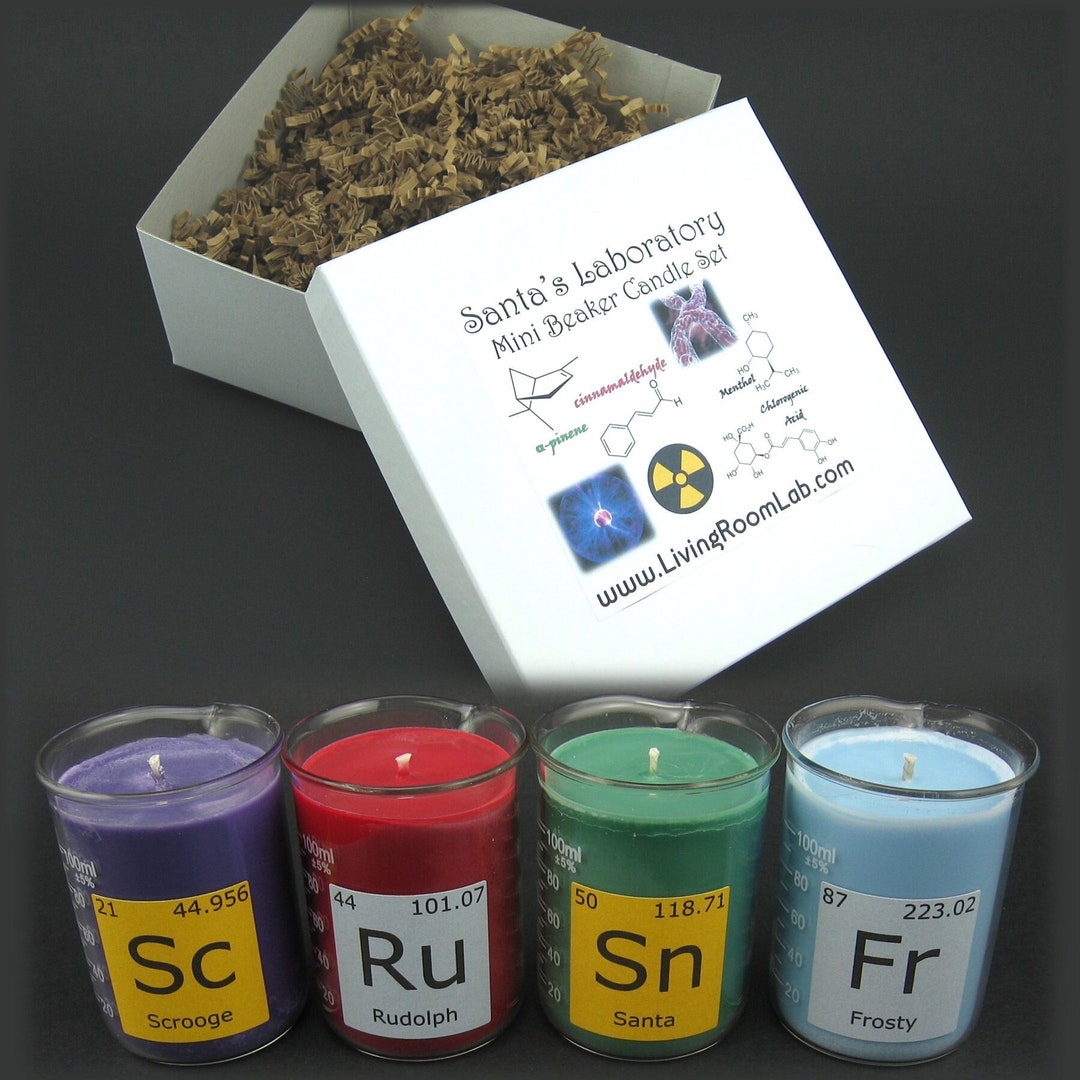 Santa's Laboratory Christmas Holiday Beaker Candle Set of Four (100 Ml ...