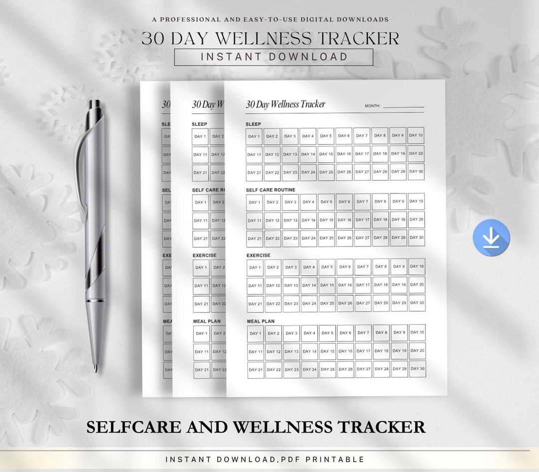 30-day Wellness Tracker, Health and Self-care Journal, Habit Tracker ...