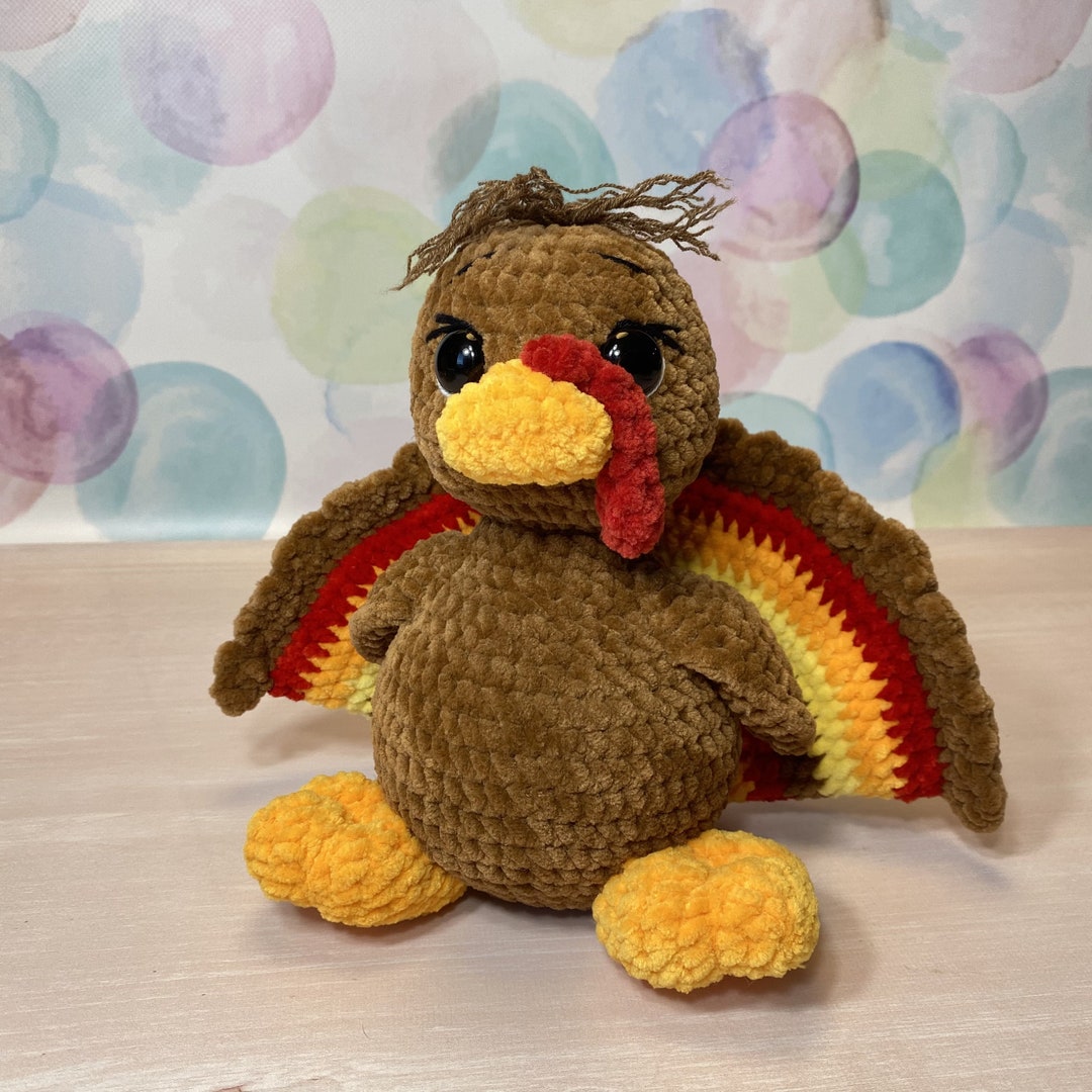 Crochet Turkey Plushie, Thanksgiving Decor, Handmade Toy (7-8 Inches ...