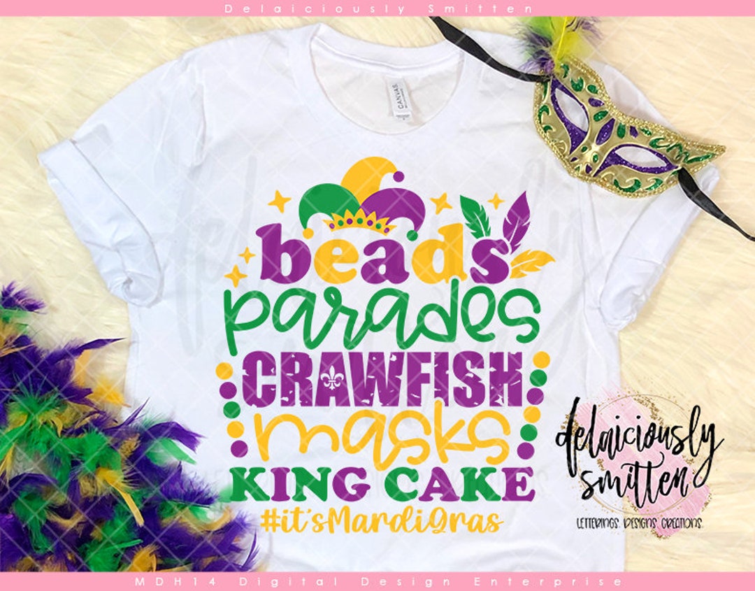 Beads Parades Crawfish Masks King Cake SVG, Mardi Gras Cut File, Girl ...