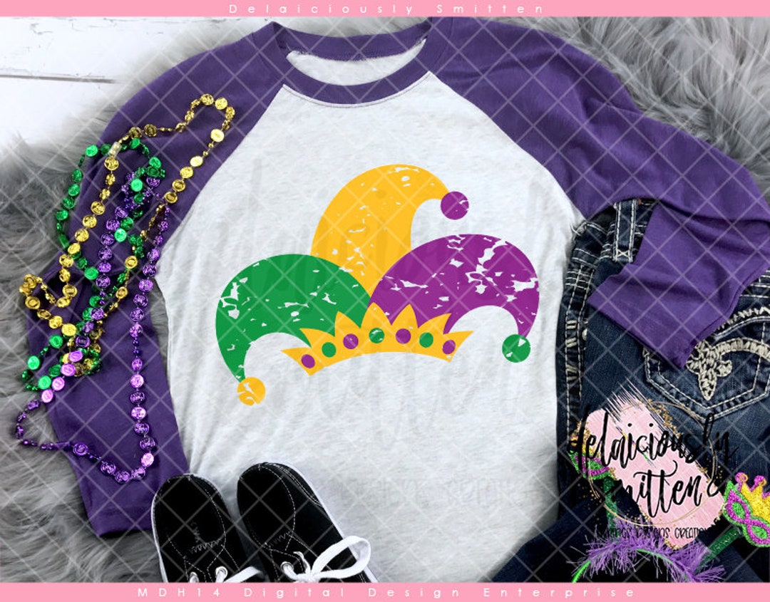Distressed Jester Hat SVG, Grunge Mardi Gras Cut File, Adult Kids ...