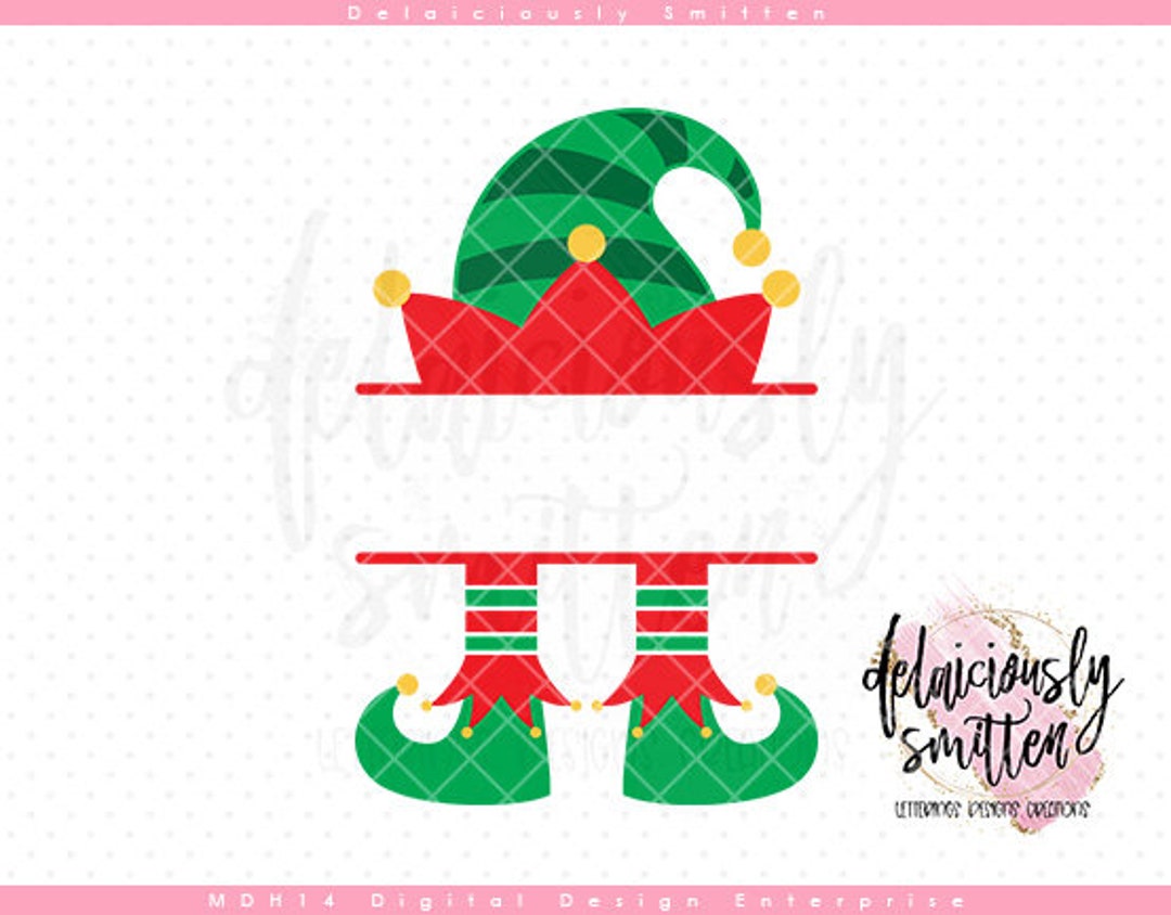 Elf Split Monogram Frame SVG, Christmas Elf Svg, Elf Hat Shoes Svg ...