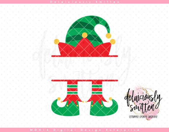 Elf Split Monogram Frame SVG Christmas Elf Svg Elf Hat Shoes - Etsy
