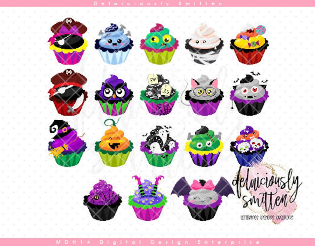 Halloween Cupcake Characters Mega Bundle PNG, Halloween Decor, T-shirt ...