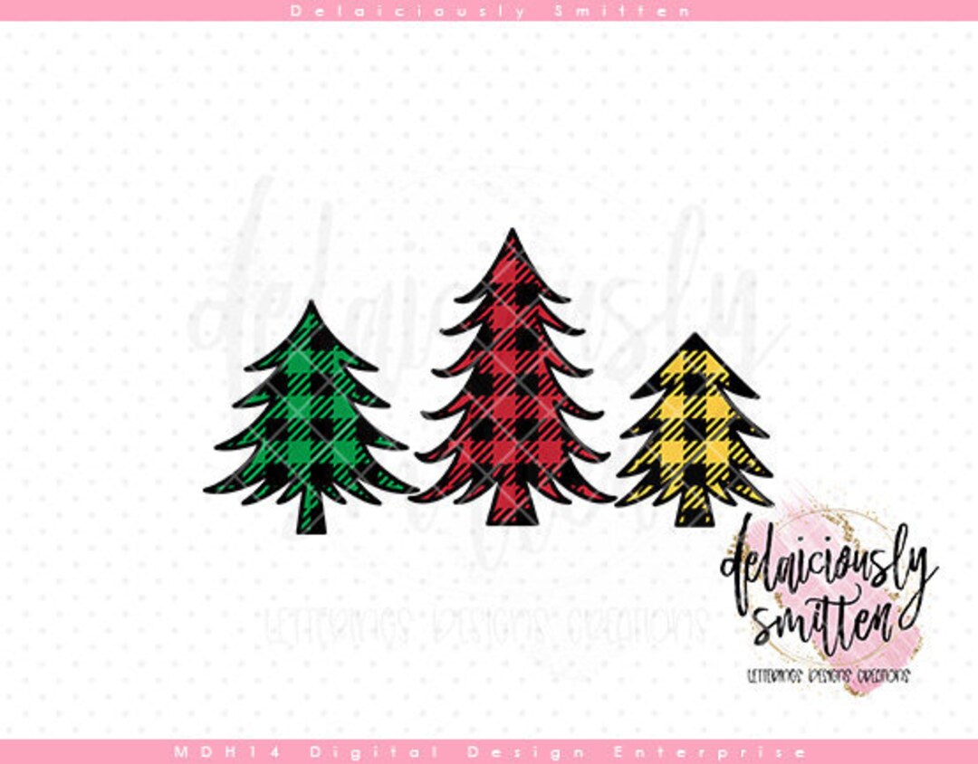 Buffalo Plaid Christmas Trees SVG, Christmas Tree Svg, Pine Trees Svg ...