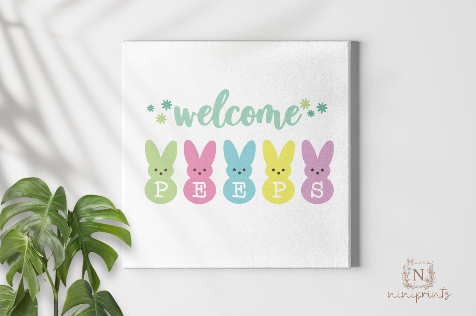 Welcome Easter Printable, Easter Peeps Png, Welcome Signs PDF, Wall Art ...