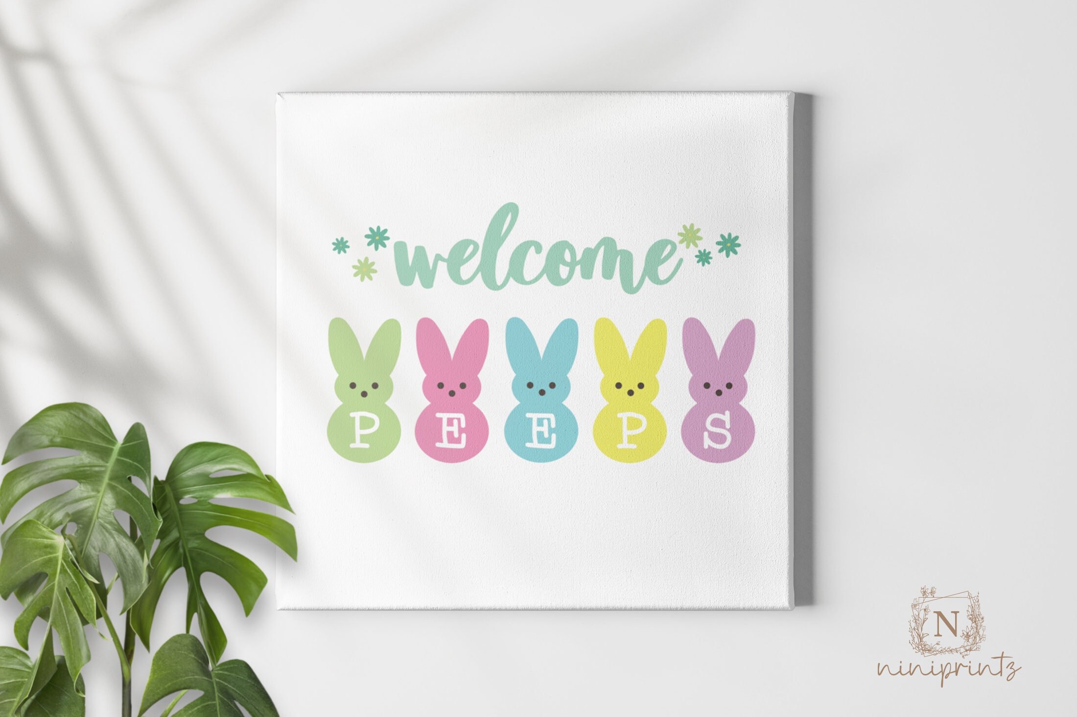 Welcome Easter Printable, Easter Peeps Png, Welcome Signs PDF, Wall Art ...