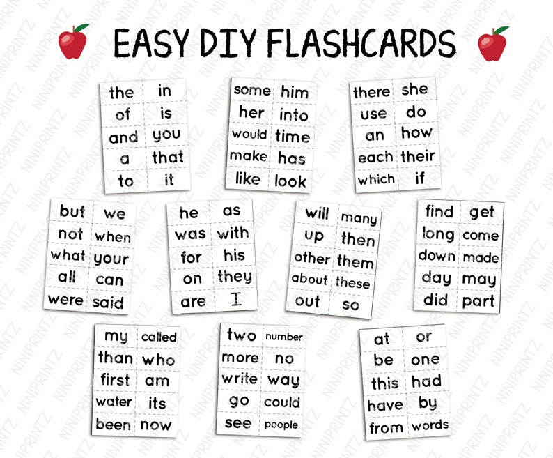 Sight Words Flashcards Instant Download, Fry's First 100, Prek and ...
