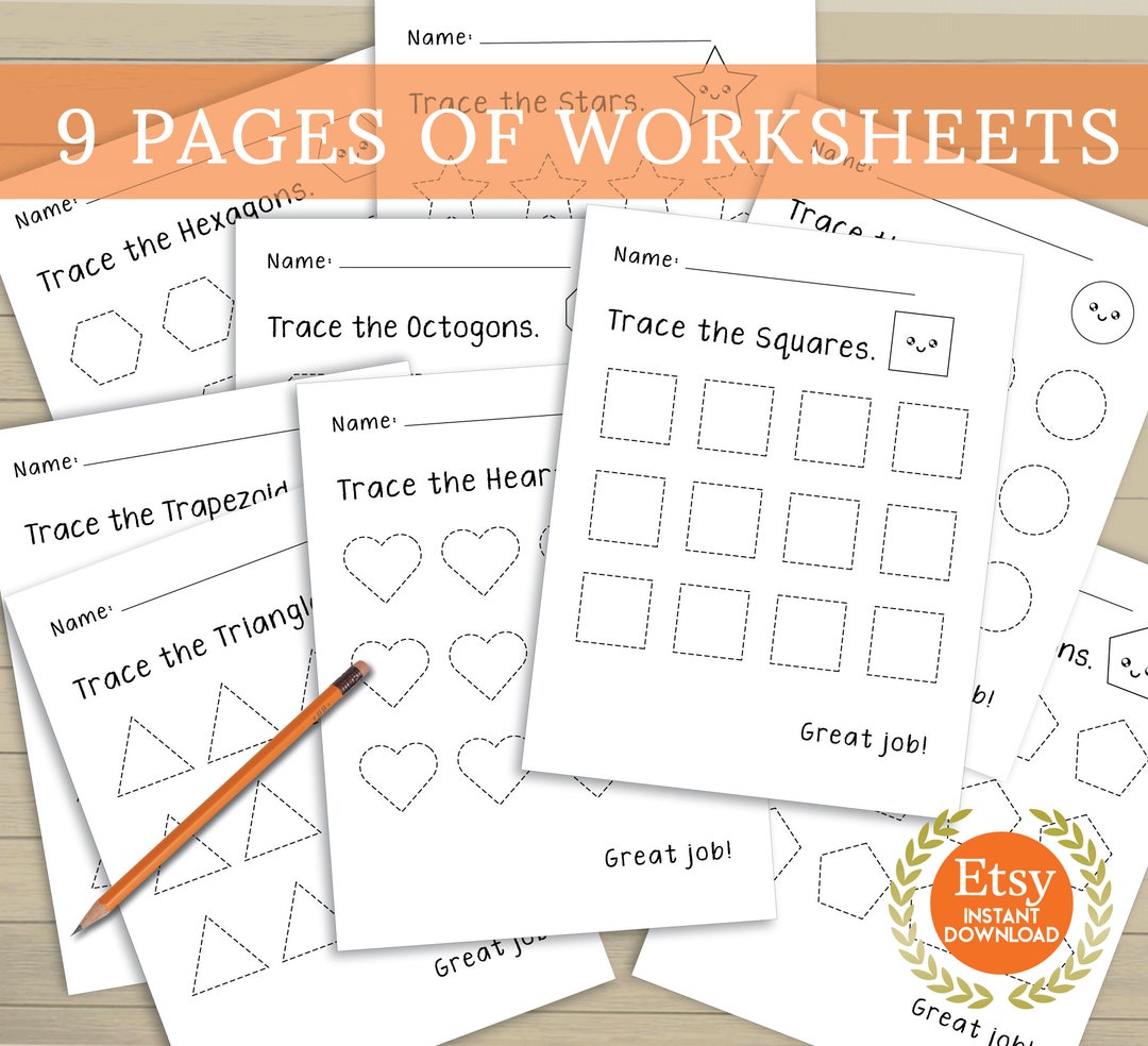 9 Trace the Shapes Worksheet, Printable Tracing PDF for Prek ...