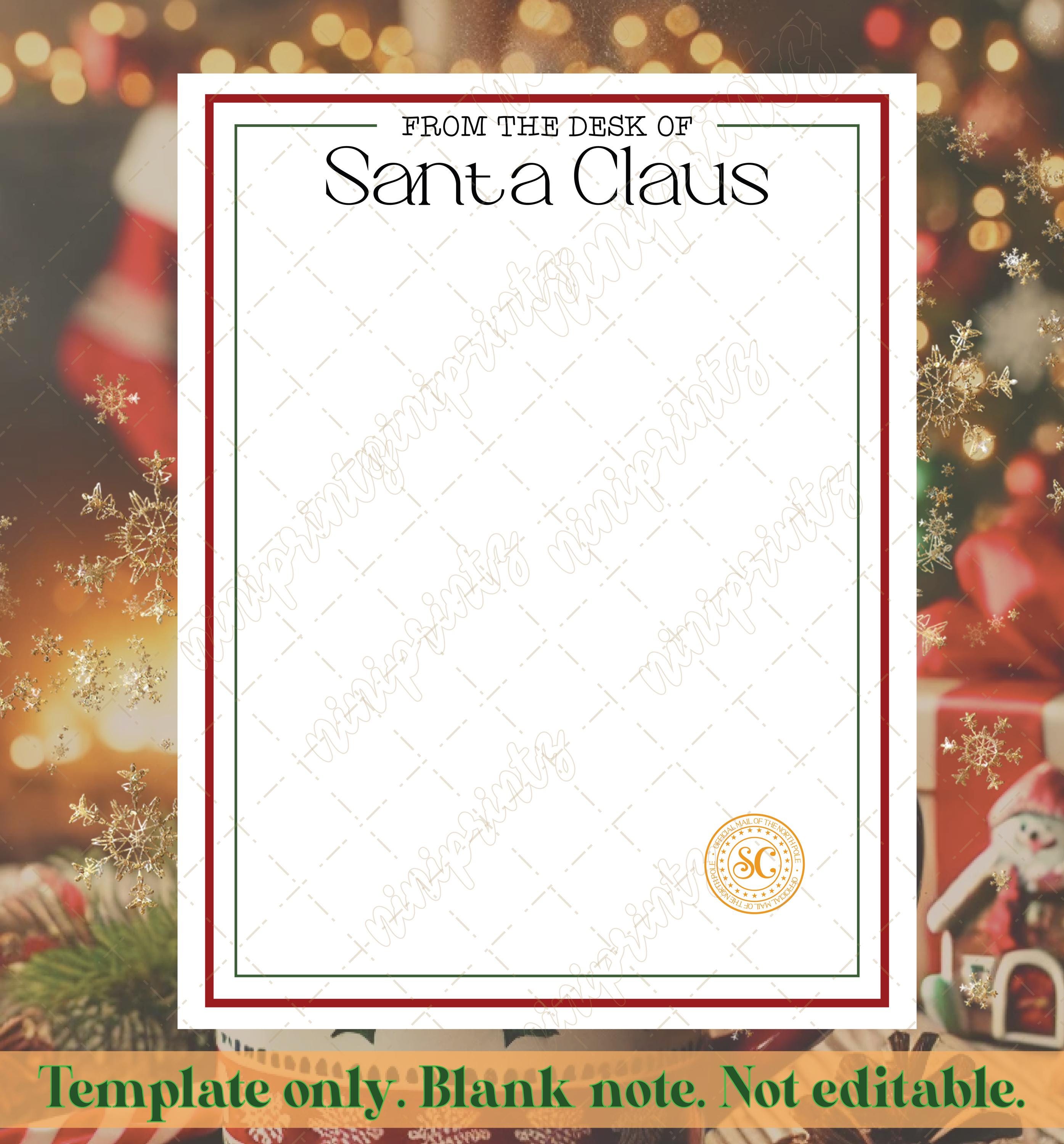 Blank Letter From Santa for Kids Template - Printable Santa Stationary ...