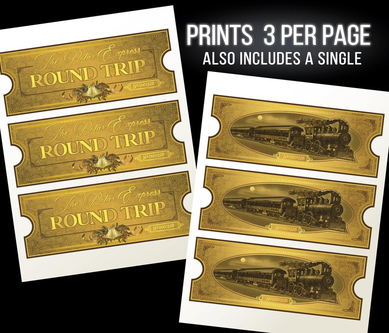 Polar Express Ticket Printable PDF - Print 3 per Page - Instant ...