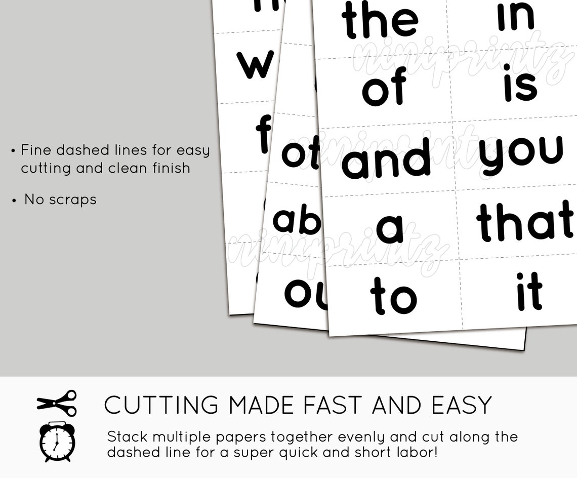 100 Printable Fry's First Hundred Sight Words, Flashcards for Prek and ...